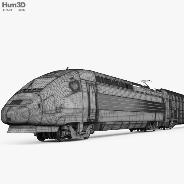 Electric High-Speed Train 3D model - Download Passenger train on ...