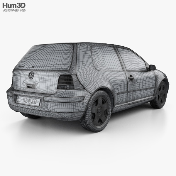 Volkswagen Golf IV 3-door 1997 3D model - Download Hatchback on ...