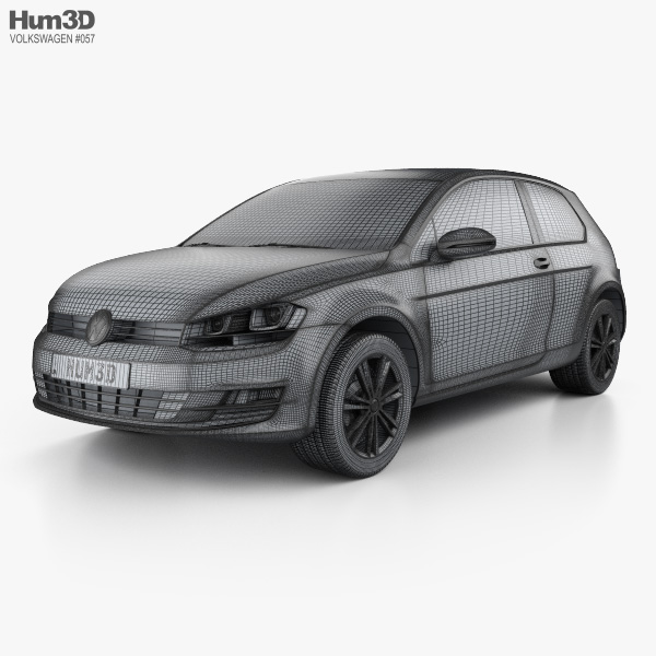 Volkswagen Golf Mk7 3-door 2016 3D model - Download Hatchback on ...