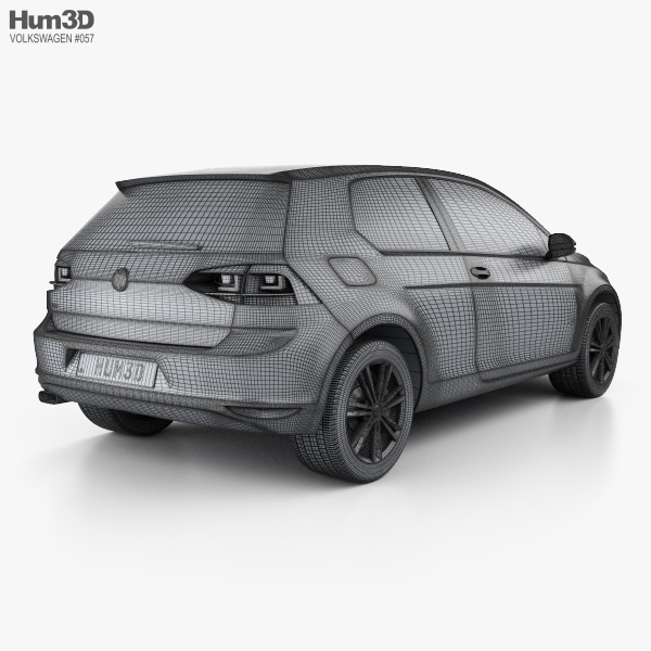 Volkswagen Golf Mk7 3-door 2016 3D model - Download Hatchback on ...