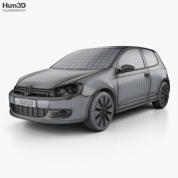 Volkswagen Golf 3-door 2014 3D model - Download Hatchback on 3DModels.org
