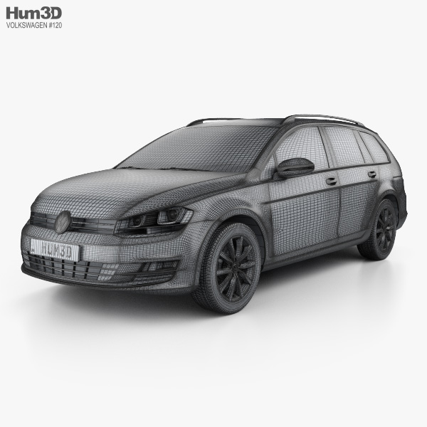 Volkswagen Golf variant with HQ interior 2016 3D model - Download Wagon ...