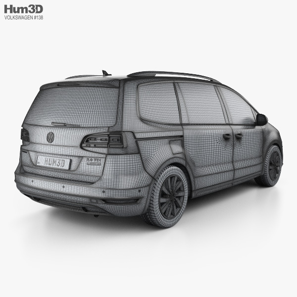 Volkswagen Sharan 2019 3D model - Download Van on 3DModels.org