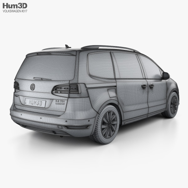 Volkswagen Sharan with HQ interior 2019 3D model - Download Van on ...