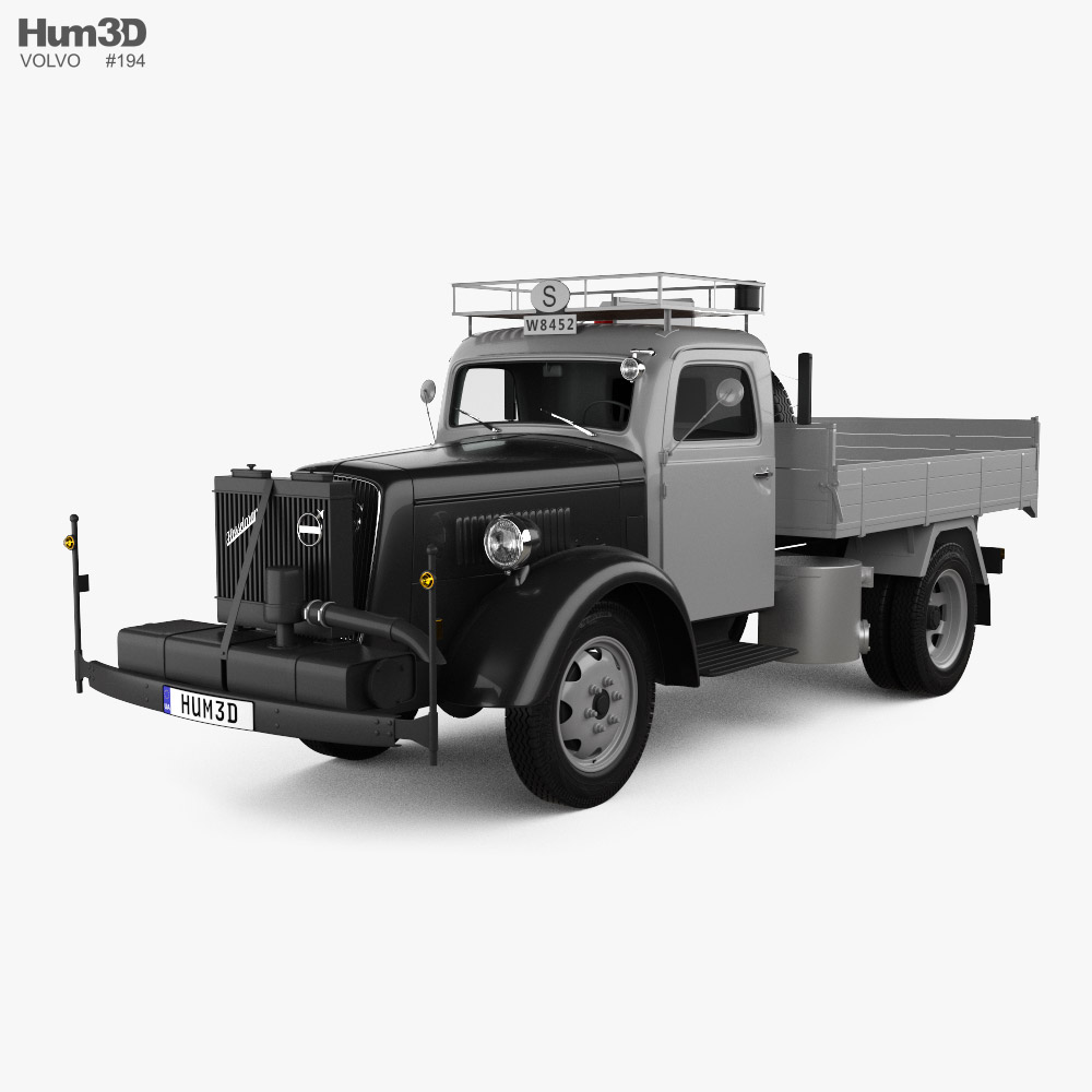 Volvo LV93 DT Flatbed Truck 1942 3D model - Download Truck on 3DModels.org