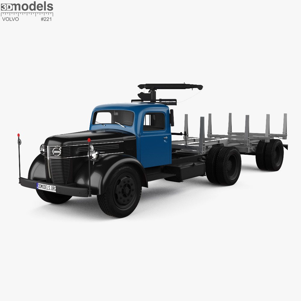 Volvo LV248 Timber Truck with Trailer 1953 3D model - Download Truck on ...