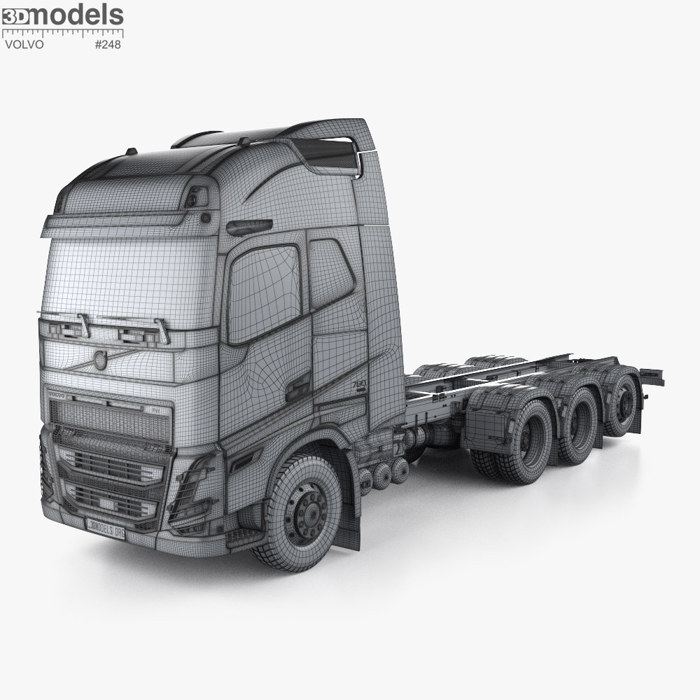 Volvo FH XL Camion Châssis à 4 Essieux 2025 Modèle 3D - Télécharger ...