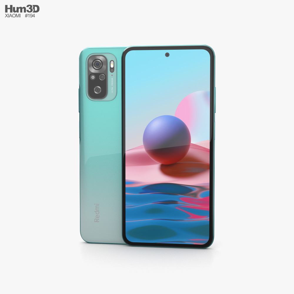Xiaomi Redmi Note 10 Aqua Green 3D model - Download Phones on 3DModels.org
