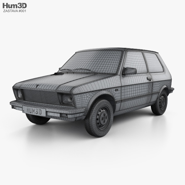 자스타바 유고 45 1980 3D 모델 - 다운로드 Hatchback 켜기 3DModels.org