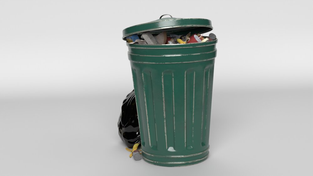 Garbage Can Full 3D model - Download Street elements on 3DModels.org