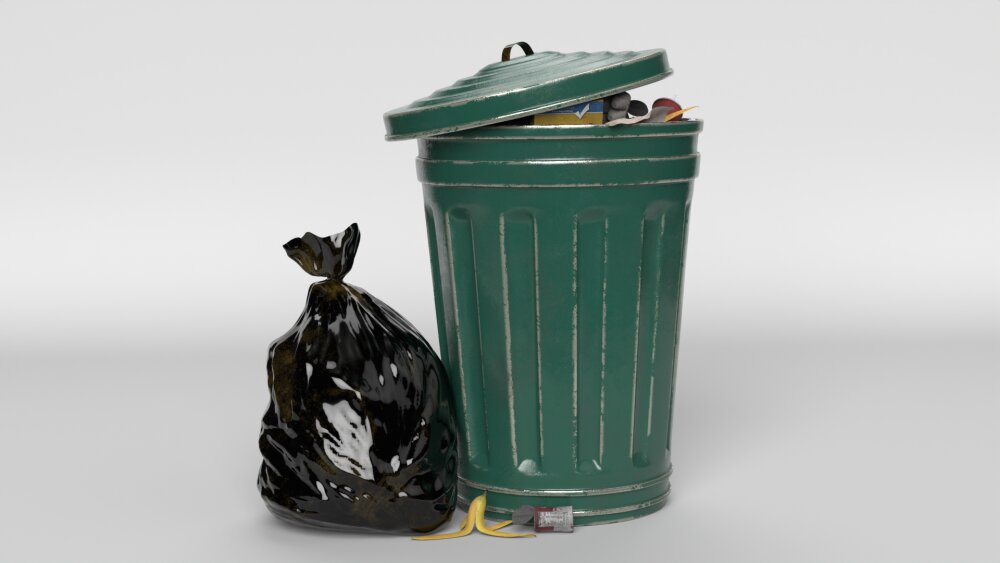 Garbage Can Full 3D model - Download Street elements on 3DModels.org