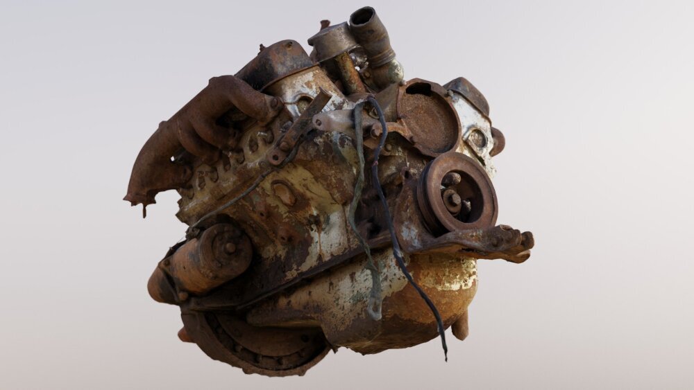 Old Rusty Y-block V8 Engine 3D model - Download Engine on 3DModels.org