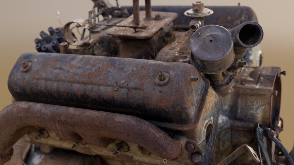 Old Rusty Y-block V8 Engine 3D model - Download Engine on 3DModels.org