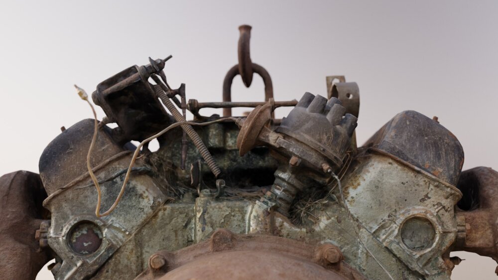 Old Rusty Y-block V8 Engine 3D model - Download Engine on 3DModels.org