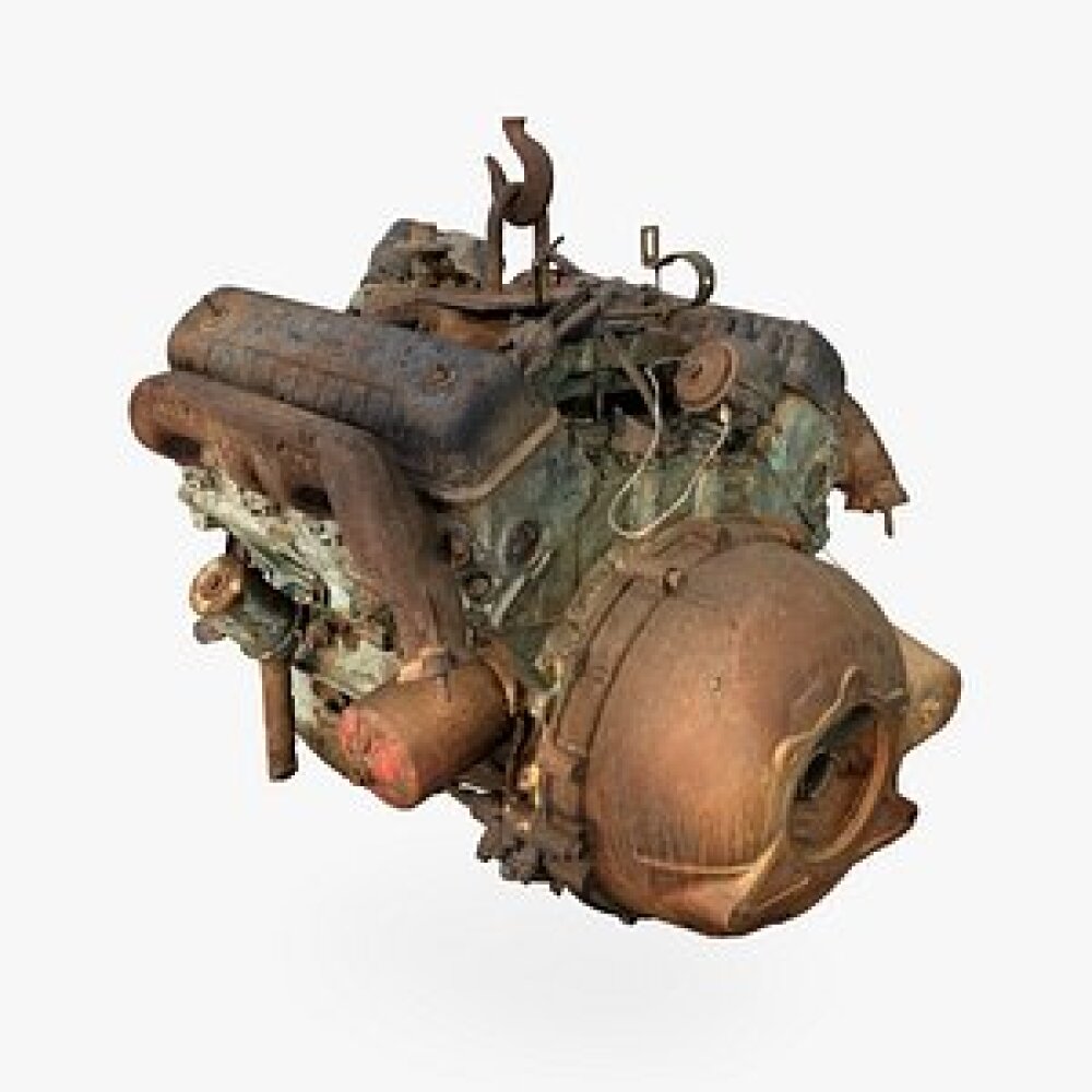 Old Rusty Y-block V8 Engine 3D model - Download Engine on 3DModels.org