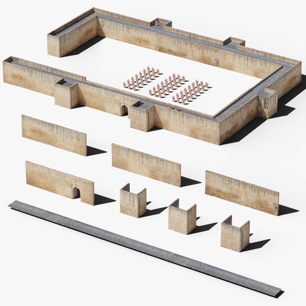 Modular Stone Walls Roman Ancient Fort Scan with Lods Pack 8 Assets 3D ...