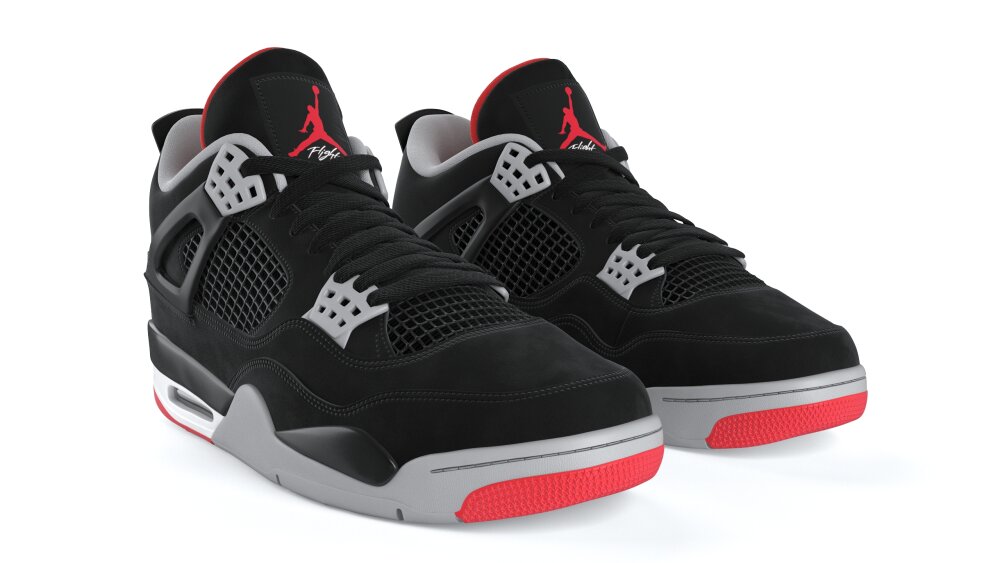 Jordan 4 Retro Bred Pbr 3D modeli - İndir Ayakkabılar üzerinde 3DModels.org