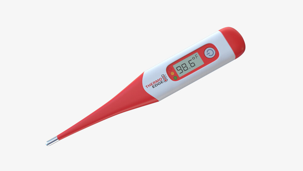Digital Thermometer Red and White 3D model - Download Medical Equipment ...