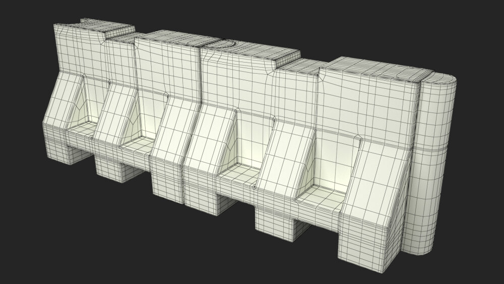 Plastic Water-filled Barrier 3D model - Download Street elements on ...