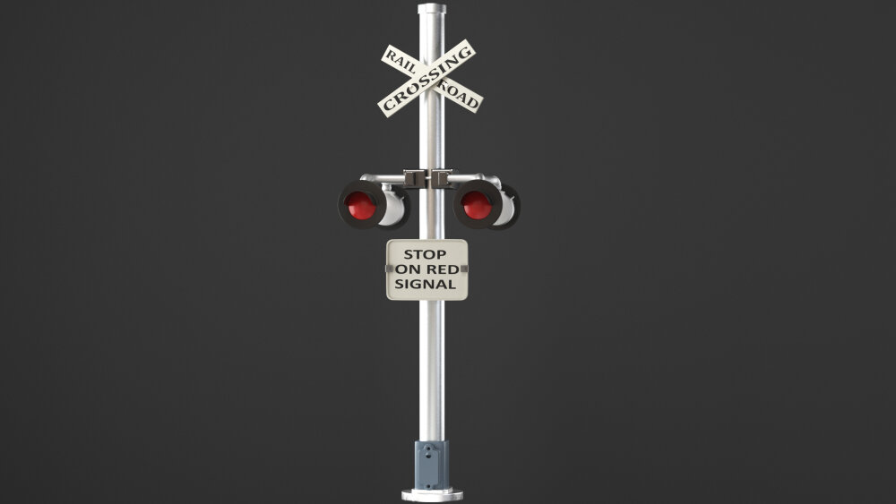 Railroad Crossing Signal 3D model - Download Street elements on ...