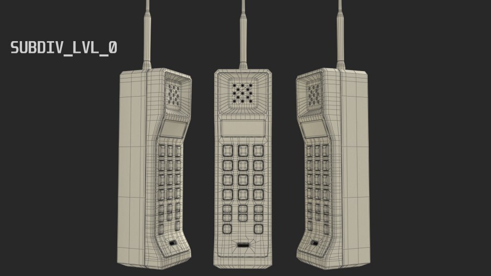 Retro Brick Cell Phone 3D model - Download Phones on 3DModels.org
