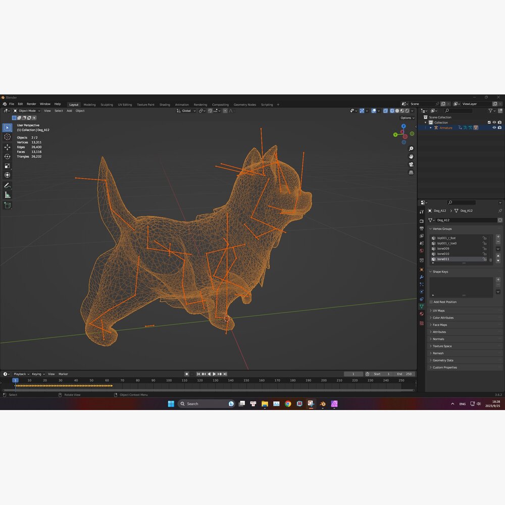 Model 3D Câine Gri Animat - Descarcă Mamifere pe 3DModels.org