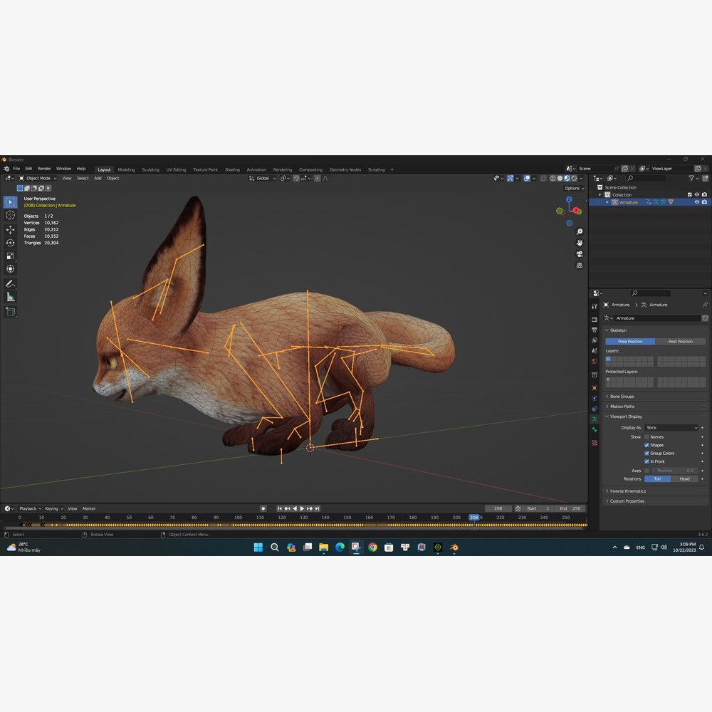 Fox A4 3D model - Download Mammals on 3DModels.org