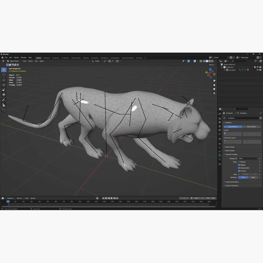 Tiger A3 3D model - Download Mammals on 3DModels.org