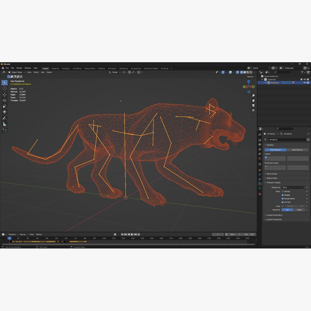 Tiger A3 3D model - Download Mammals on 3DModels.org