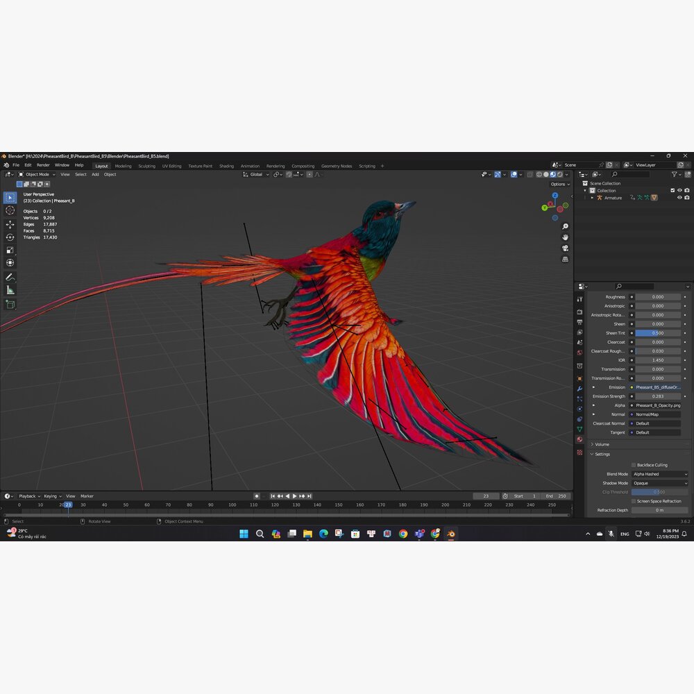 Pheasant Bird B5 3D model - Download Birds on 3DModels.org