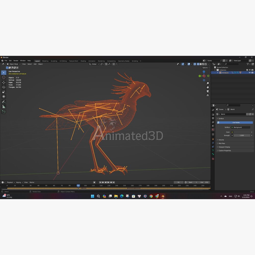 Secretary Bird A1 3D model - Download Birds on 3DModels.org