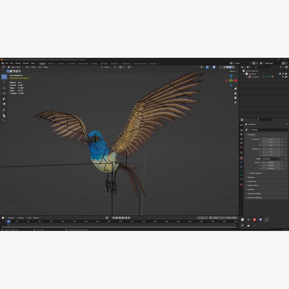 Pheasant Bird B1 3D model - Download Birds on 3DModels.org