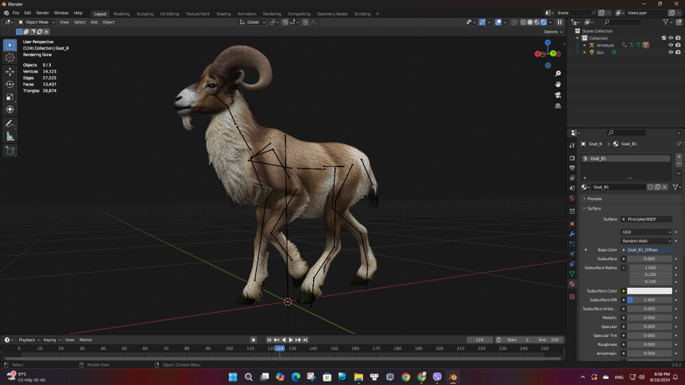 Goat B1 3D model - Download Mammals on 3DModels.org