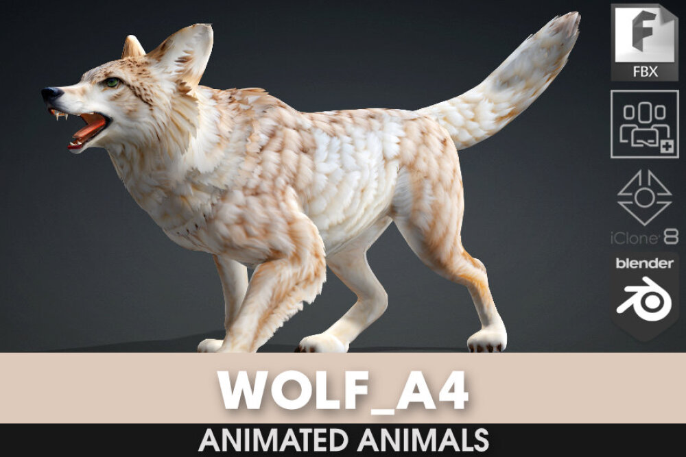 Wolf A4 3D модель - Скачать Млекопитающие на 3DModels.org