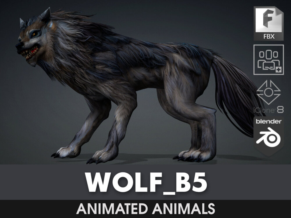 Wolf B5 3D model - Download Mammals on 3DModels.org