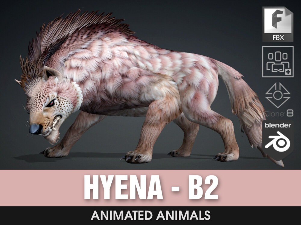 Hyena B2 3D model - Download Mammals on 3DModels.org