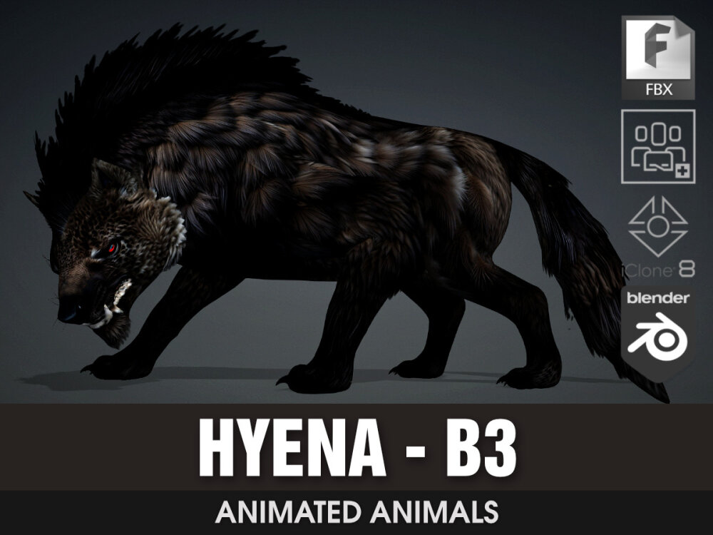 Hyena B3 3D model - Download Mammals on 3DModels.org