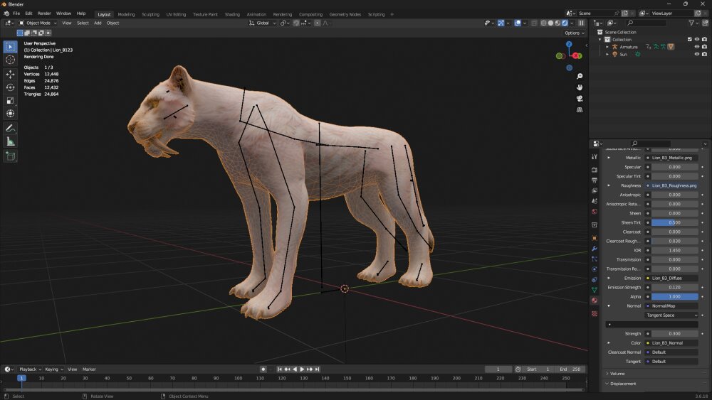Lion B3 3D model - Download Mammals on 3DModels.org