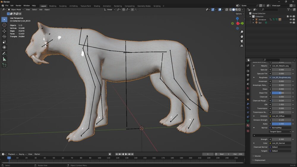 Lion B3 3D model - Download Mammals on 3DModels.org