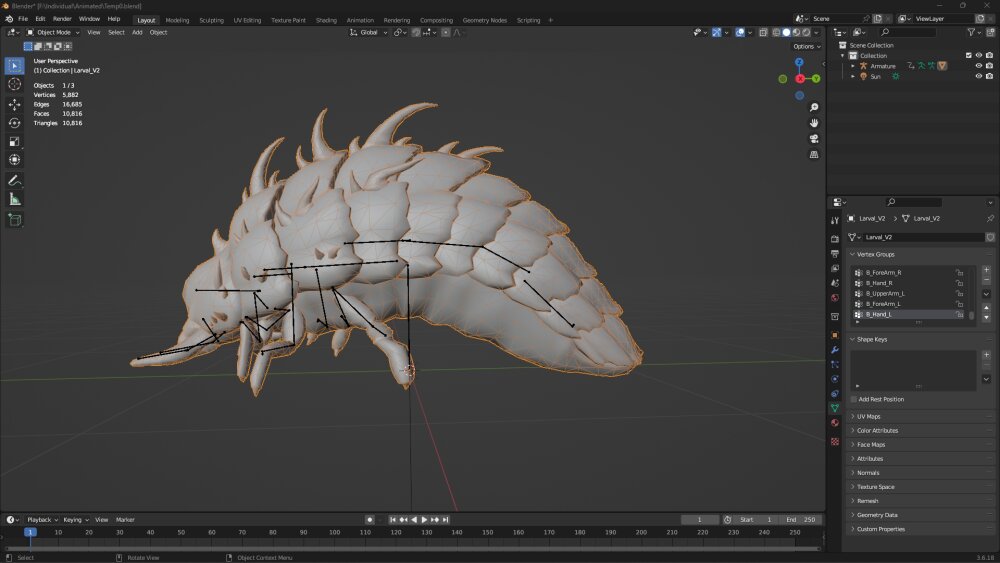 Larva V2e Modelo 3D - Descargar Insectos on 3DModels.org