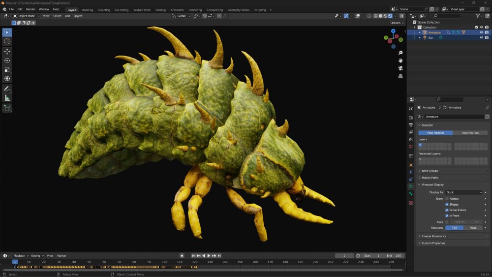 Larva Verde con Espinas Modelo 3D - Descargar Insectos on 3DModels.org