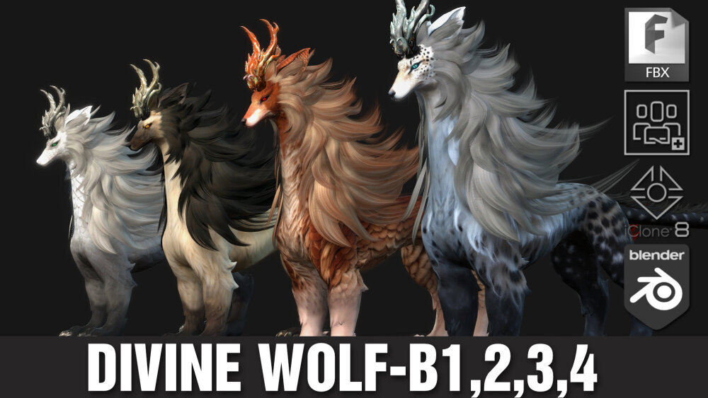 Divine Wolf B1 3D model - Download Mythological creatures on 3DModels.org
