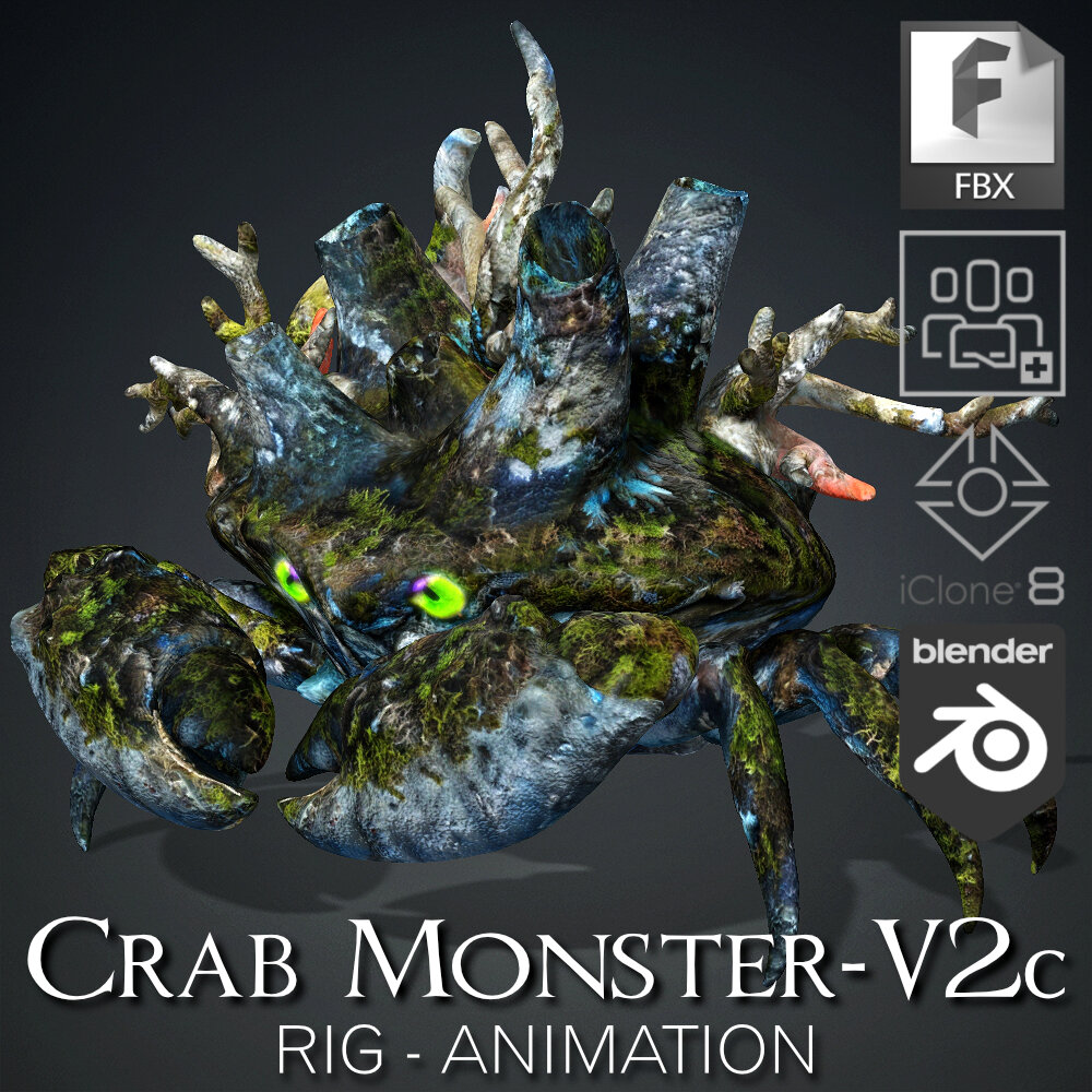 Crab Monster V2c 3D model - Download Mythological creatures on 3DModels.org