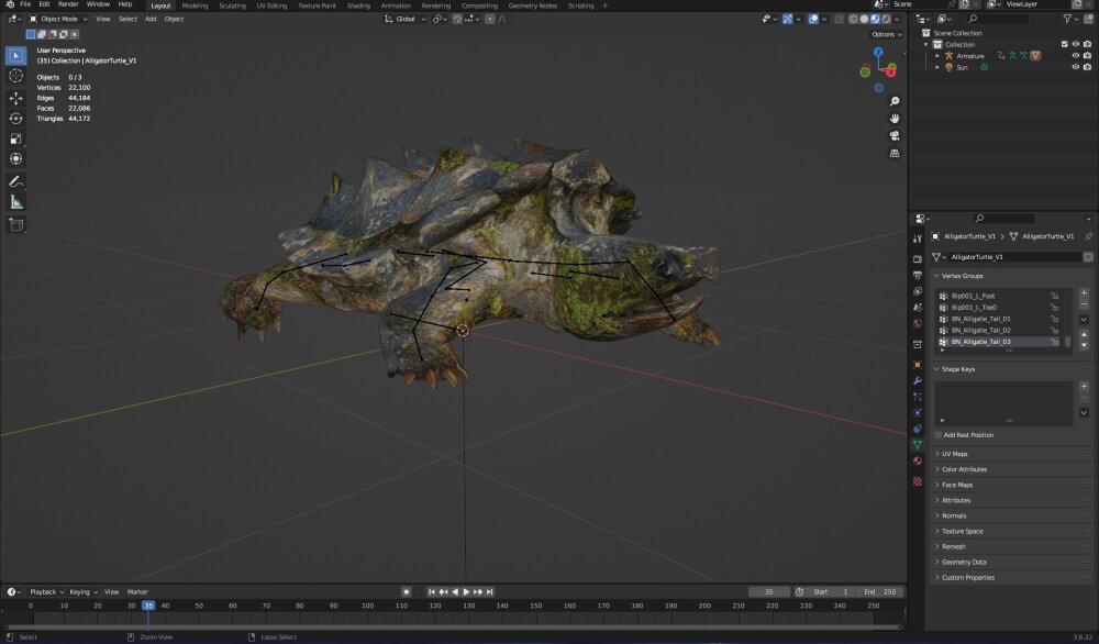 Alligator Turtle V1c 3D model - Download Reptile on 3DModels.org