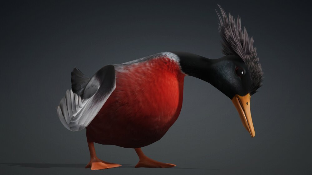 Pato Rojo Estilizado Modelo 3D - Descargar Aves on 3DModels.org