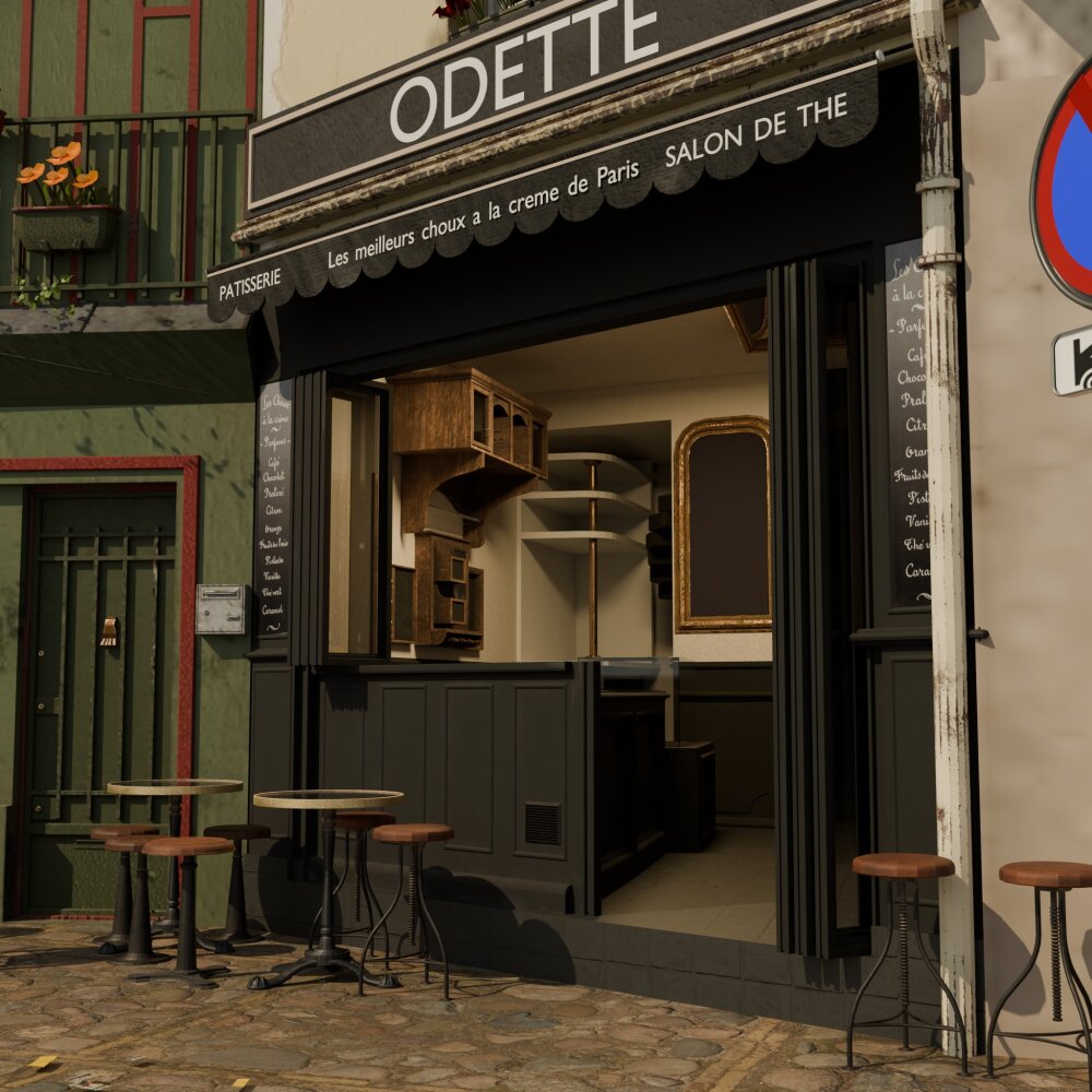 Paris Cafe 3D model - Download Buildings on 3DModels.org