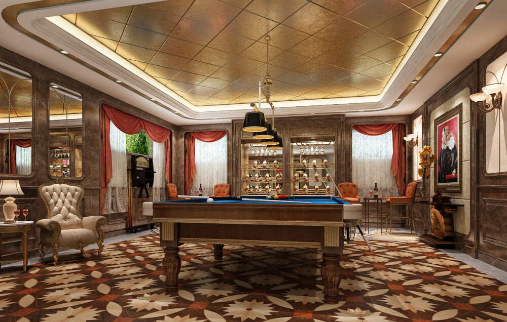 Billiard Room Luxury 3D 모델 - 다운로드 룸 on 3DModels.org