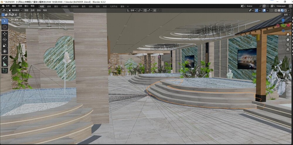 Hot Spring Pool Wellness Spa Female 3D model - Download Commercial ...