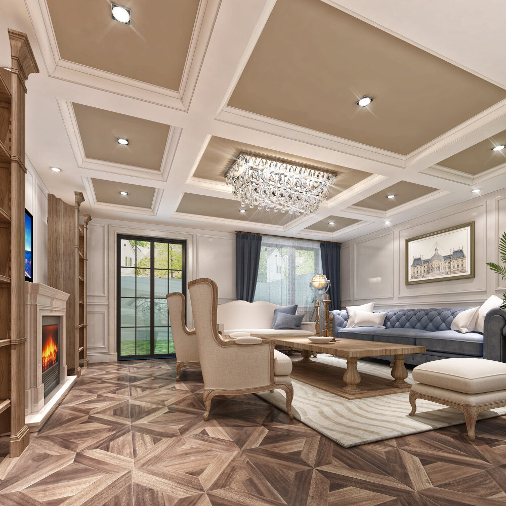 Living Room European Country Style 3D model - Download Rooms on ...