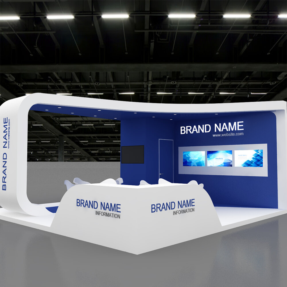 Exhibition Booth Design with Integrated Digital Displays 3D model ...